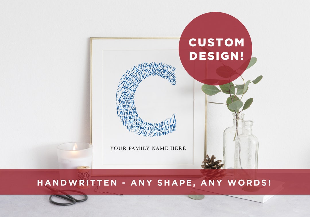 CUSTOM Personalized Handwritten Word Art // Calligraphy Wall Print - Etsy