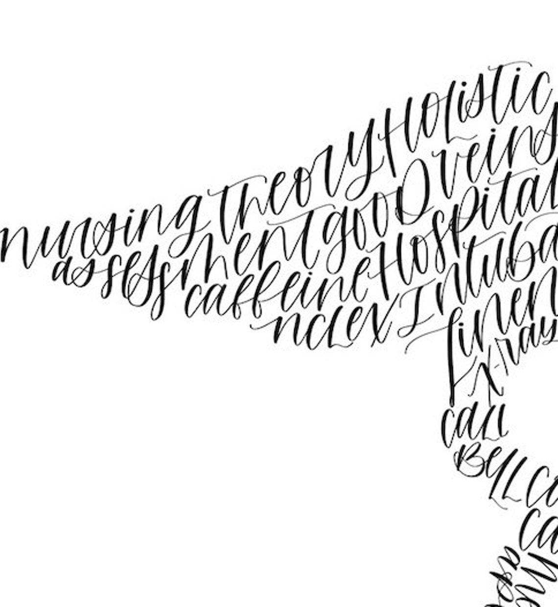 Nurse Caduceus Calligraphy Wordy Art Print - Etsy