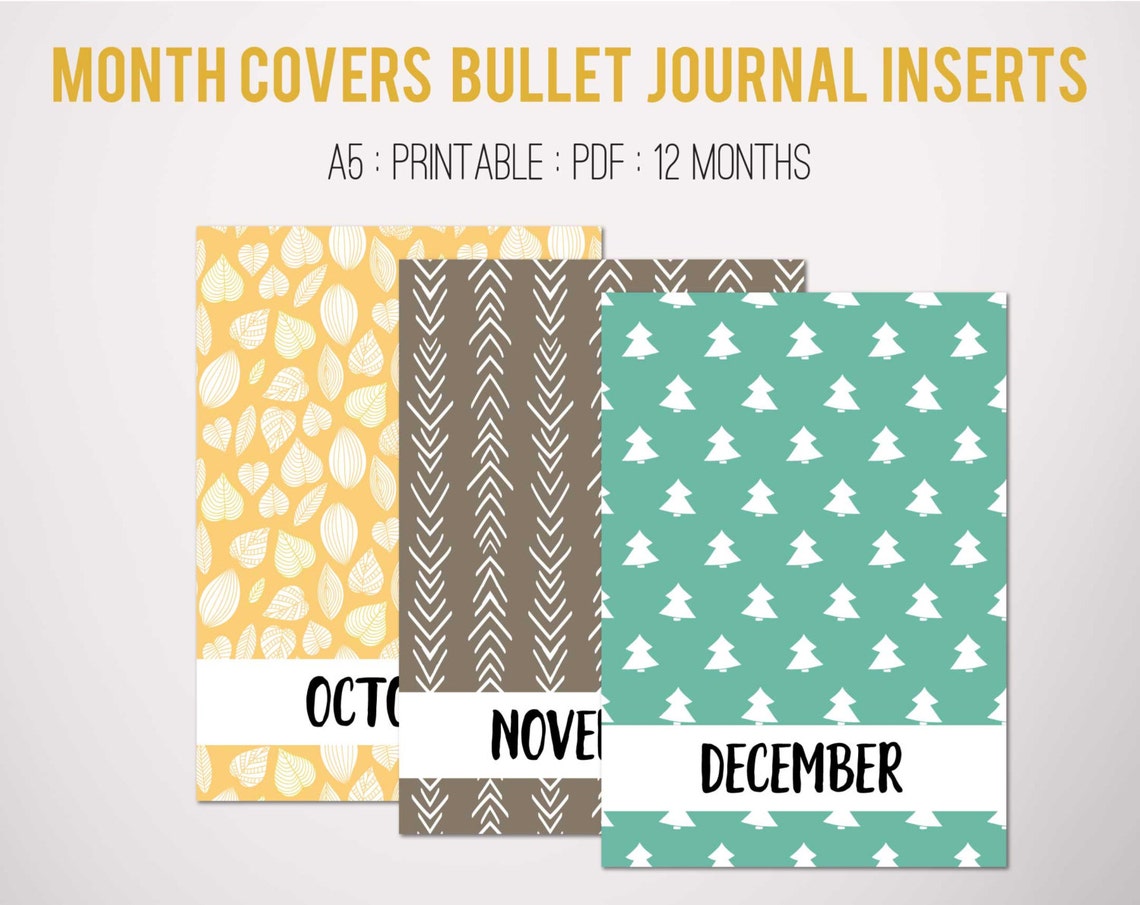 Month Covers Title Pages Separator Divider Bullet Journal | Etsy