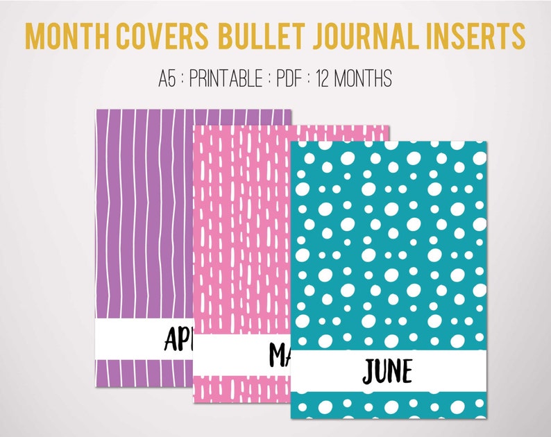 Month Covers Title Pages Separator Divider Bullet Journal | Etsy