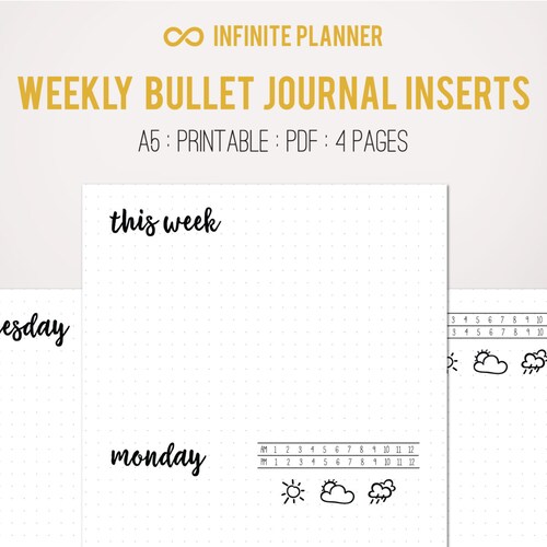A5 Weekly Layout on 2 Pages Bullet Journal Printable - Etsy