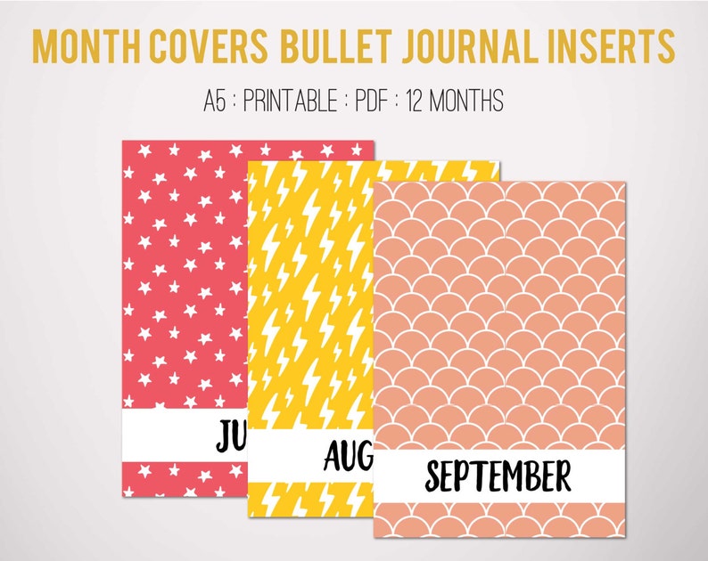 Month Covers Title Pages Separator Divider Bullet Journal | Etsy