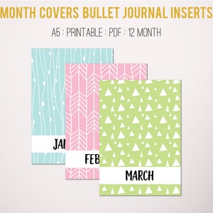 Month Covers Title Pages Separator Divider Bullet Journal | Etsy