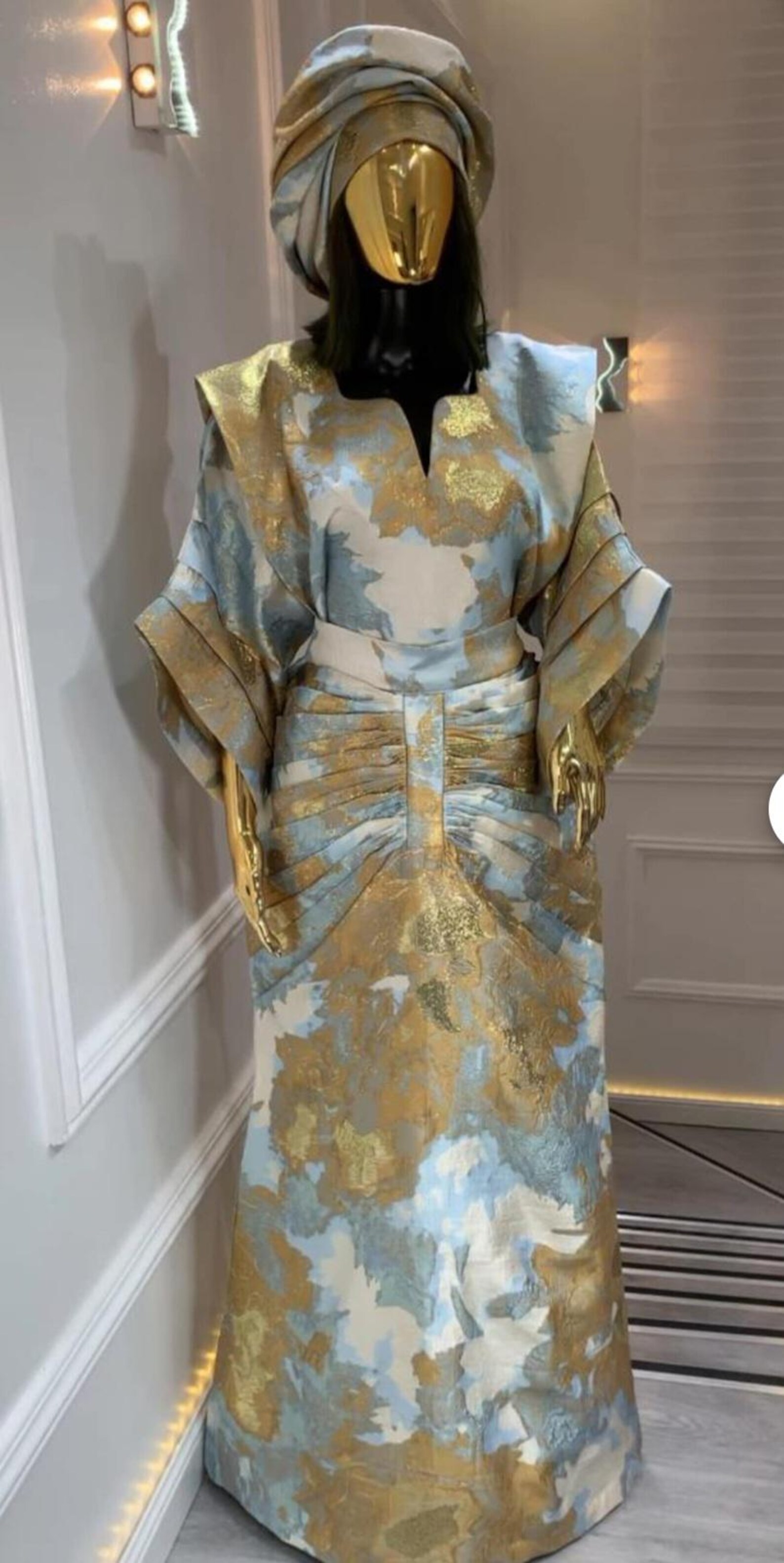 Luxury African Brocade Boubou +matching Headwrap •nigerian Bubu. Rich ...