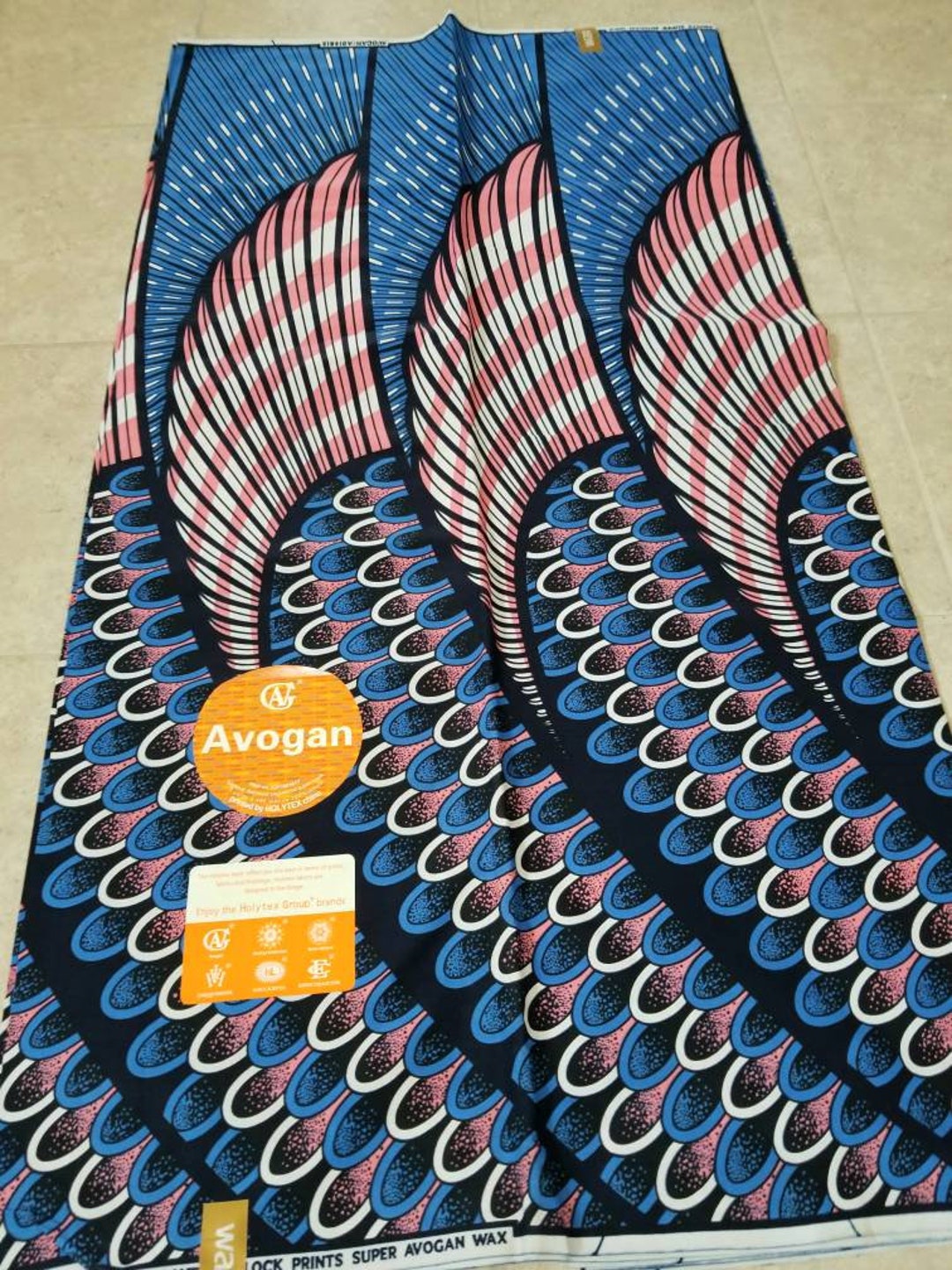 Blue African Print Veritable Wax Print, Ethnic Pattern Genuine African ...