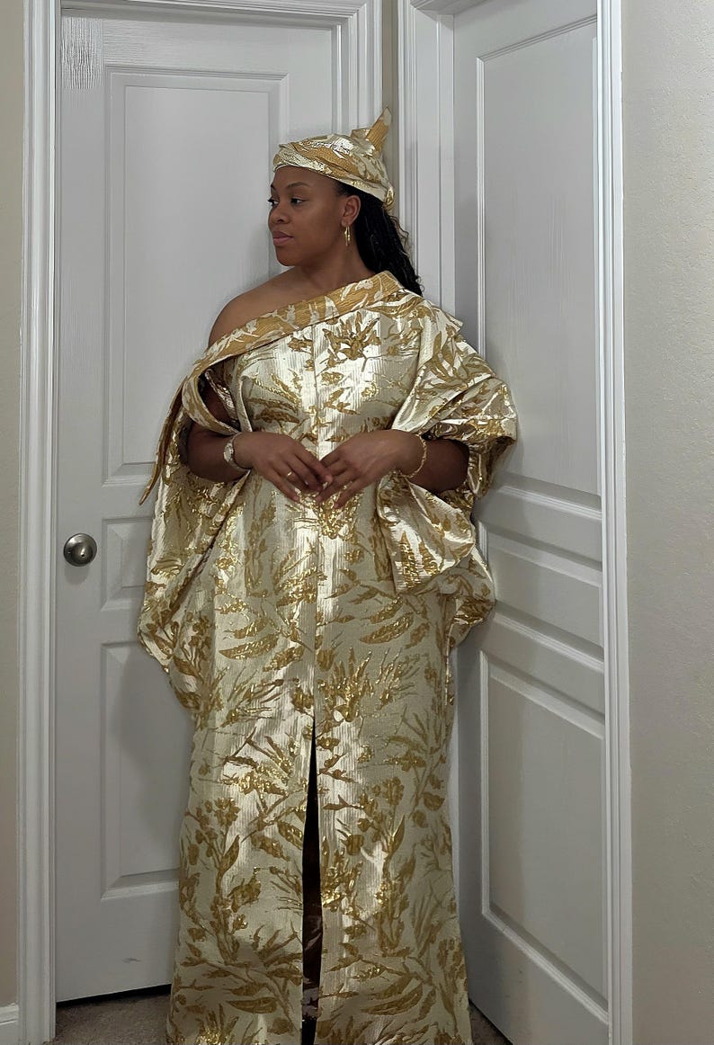 Off Shoulder African Brocade, Boubou Dress| Rich Aunty| Kaftan ...
