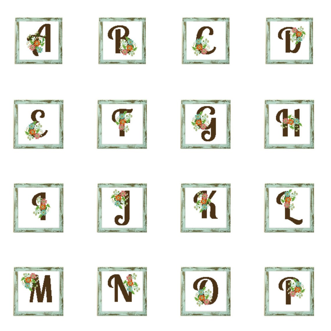 Alphabet Cross Stitch Pattern Full Alphabet Cross Stitch Pattern Floral ...