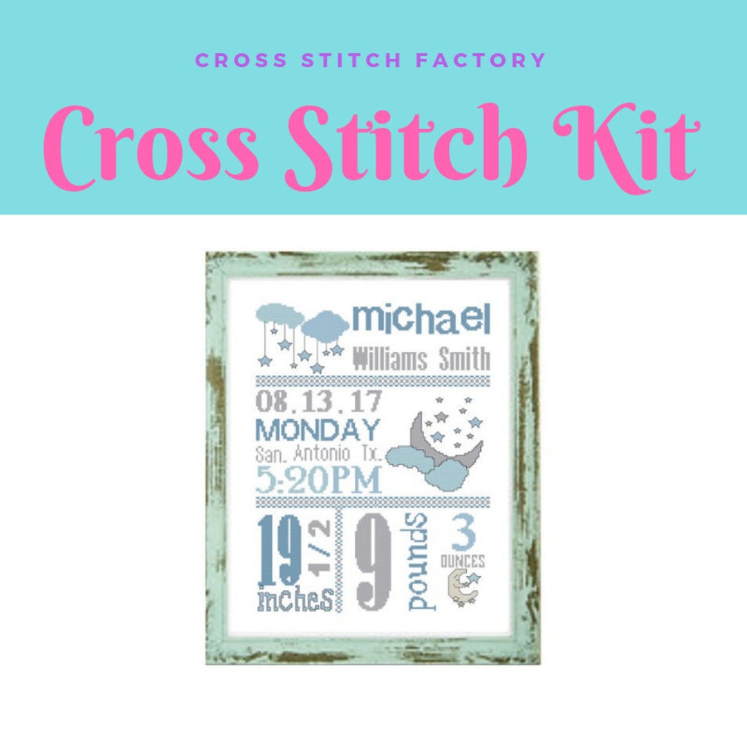 Baby Cross Stitch Kit Birth Announcement Baby Cross Stitch Kitcross ...