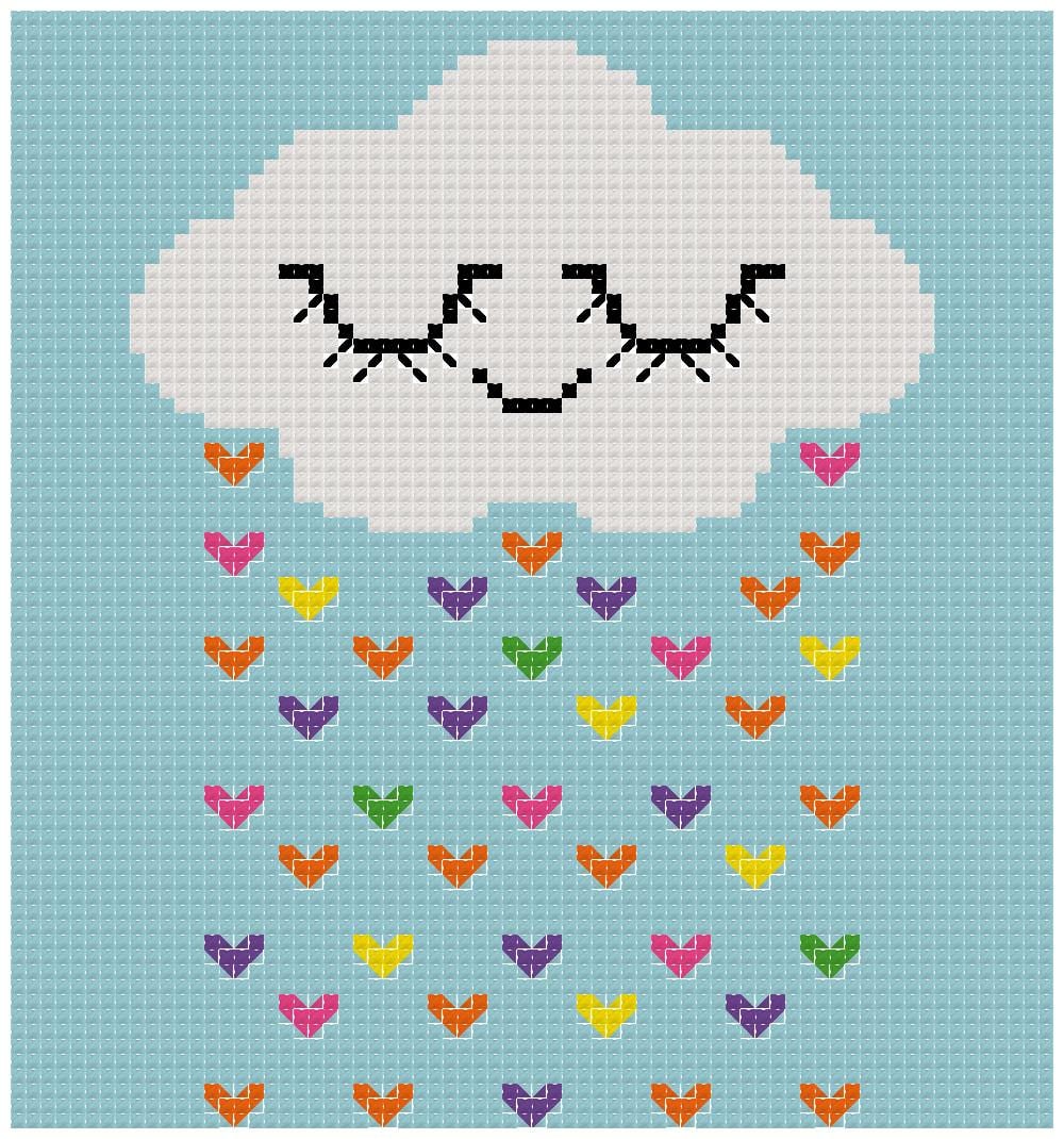 Cloud Cross Stitch Pattern: Rainbow Rain, Easy Baby Design (PDF Pattern ...