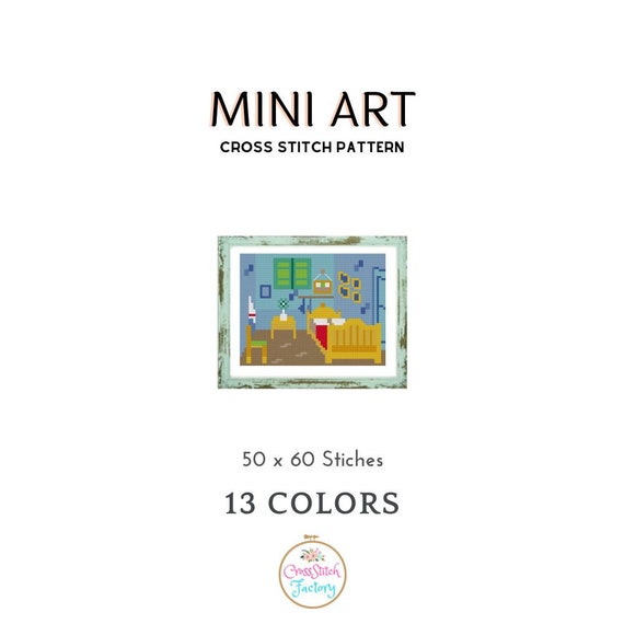 Mini Cross Stitch Pattern Modern Tiny Art the Bedroom Incent - Etsy