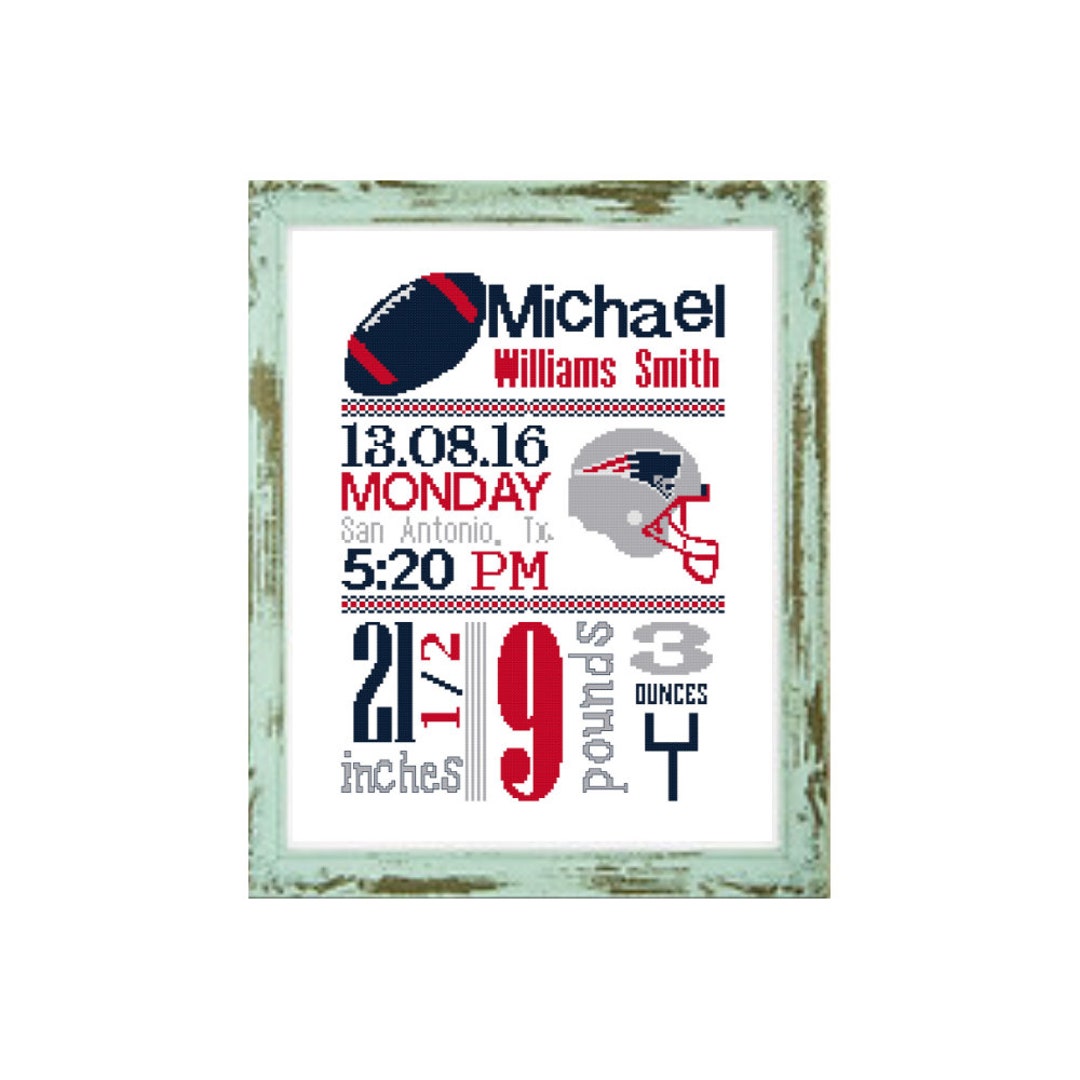 New England Patriots Cross Stitch Football Cross Stitch Pattern Cross ...