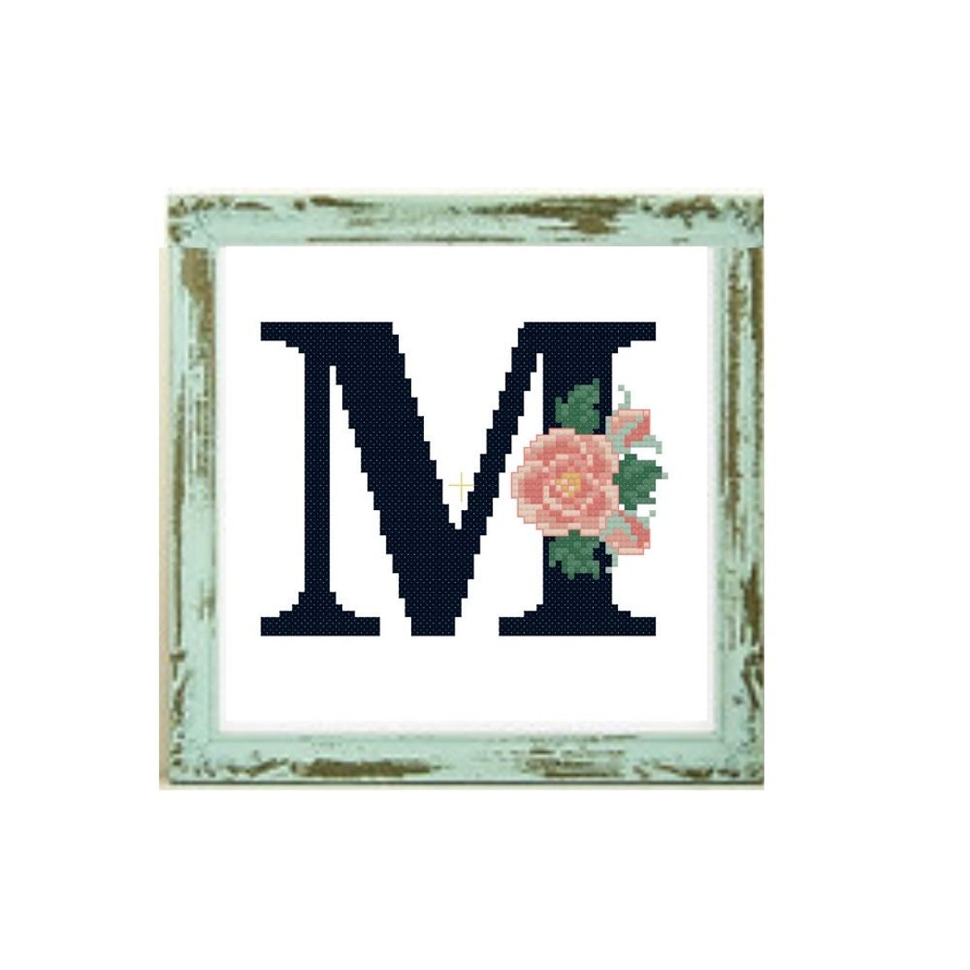 Floral Letter «M» -flowers Monogram M Cross Stitch Pattern Letter M ...