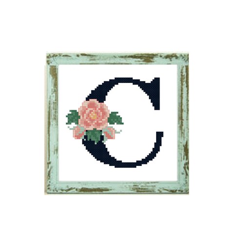 Letter c Letter Cross Stitch Pattern Flower - Etsy