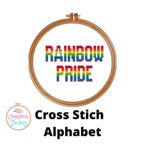 Rainbow Pride Alphabet - Full Alphabet Cross Stitch Chart - LGBT ...