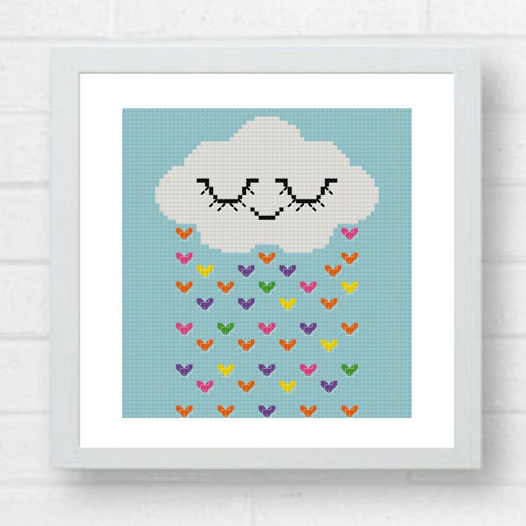Cloud Cross Stitch Pattern: Rainbow Rain, Easy Baby Design (PDF Pattern ...