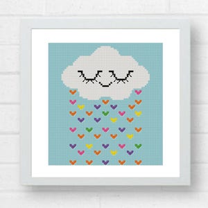 Cloud Cross Stitch Pattern Easy Cross Stitch Baby Cross Stitch Rain ...