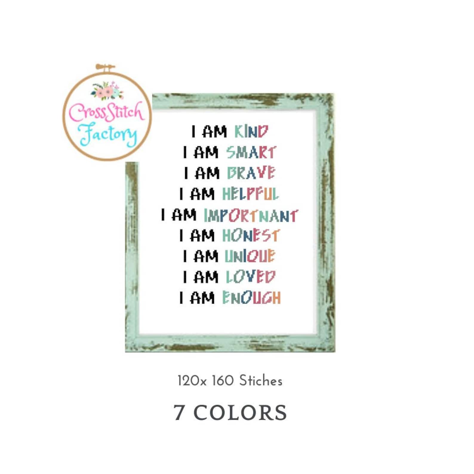 Kindness Affirmation Cross Stitch Pattern: Motivational Quote (PDF ...