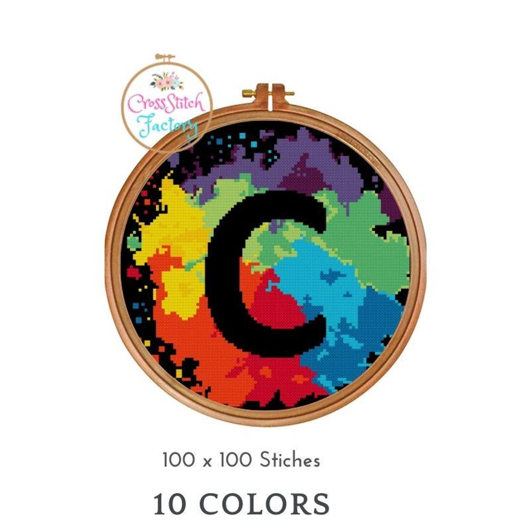 Color Splash Monogram Cross Stitch Pattern: Letter C (PDF Pattern) - Etsy