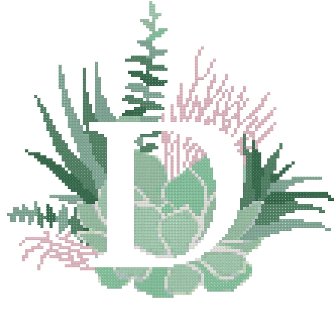 Letter D succulent Cross Stitch D Cross Stitch Pattern - Etsy