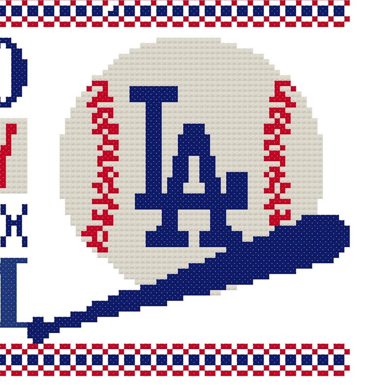 La dodgers Baseball Birth Announcement Custom cross stitch | Etsy