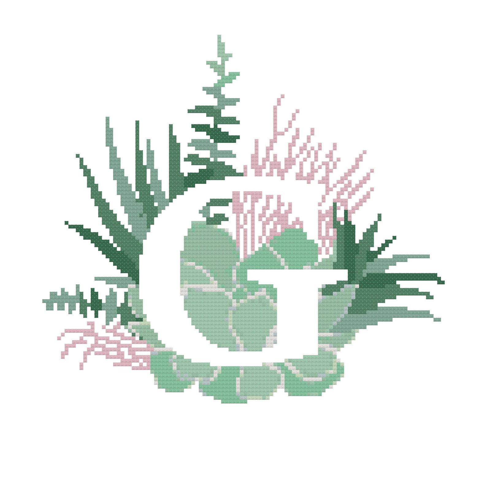 Letter G succulent Cross Stitch G Cross Stitch Pattern - Etsy