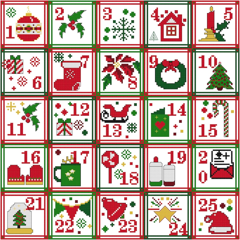 Advent Calendar Cross Stitch Pattern Modern Christmas | Etsy UK Advent Calendar Cross Stitch Pattern Modern Christmas | Etsy UK