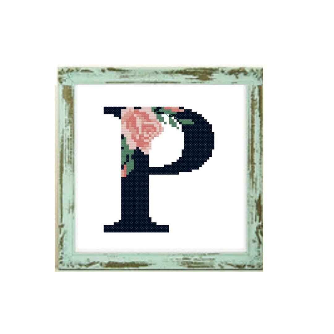 Monogram Cross Stitchp flowers Monogram P Cross Stitch Pattern Letter P ...