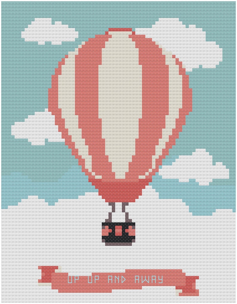 Up up and Away Cross Stitch Pattern Cross Stitch Balloon Baby Cross ...
