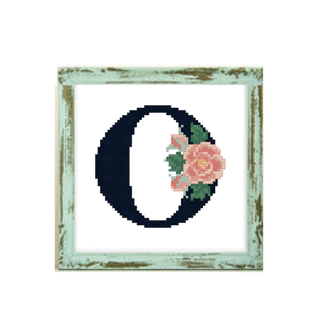 Monogram Cross Stitch«o» -flowers Monogram O Cross Stitch Pattern ...