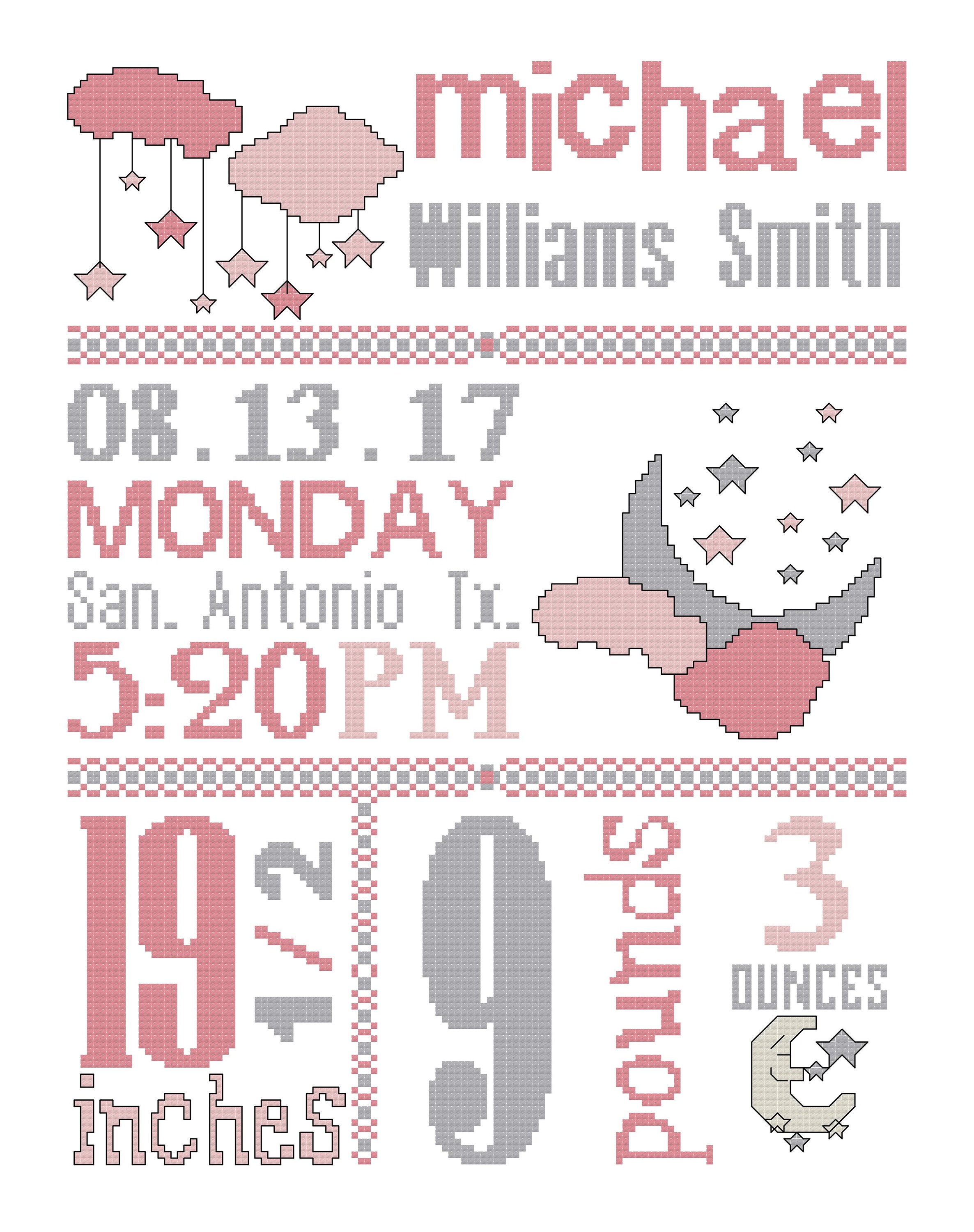 Baby Cross Stitch Pattern Custom Cross Stitch Modern Cross | Etsy