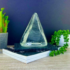 Handblown Glass Pyramid Lamp Modern Geometric Sculpture, Minimalist ...