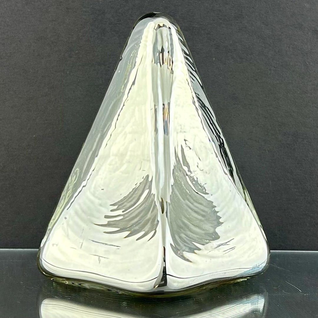 Handblown Glass Pyramid Lamp – Modern Geometric Sculpture, Minimalist ...