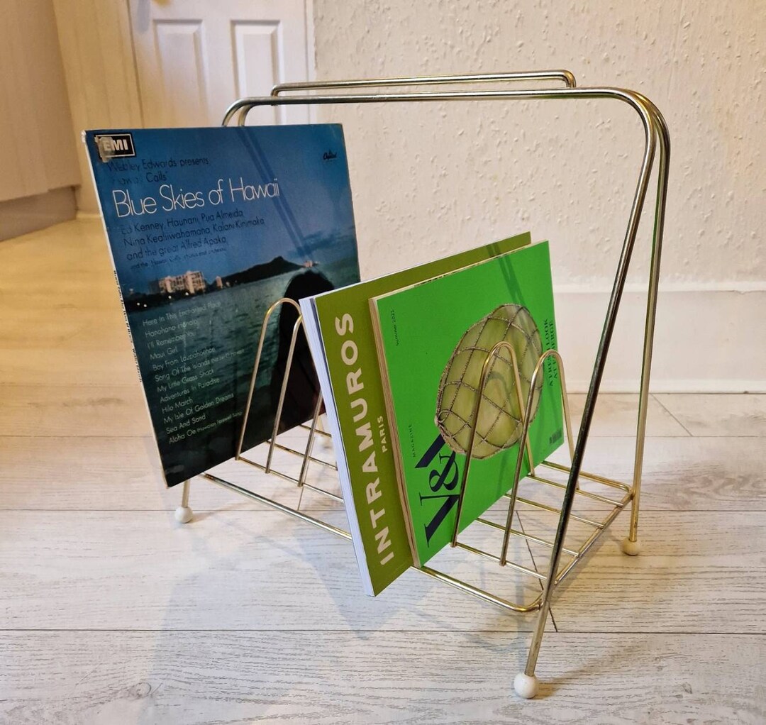 Vintage Gold Wire Record Rack Magazine Rack Atomic Gold - Etsy UK