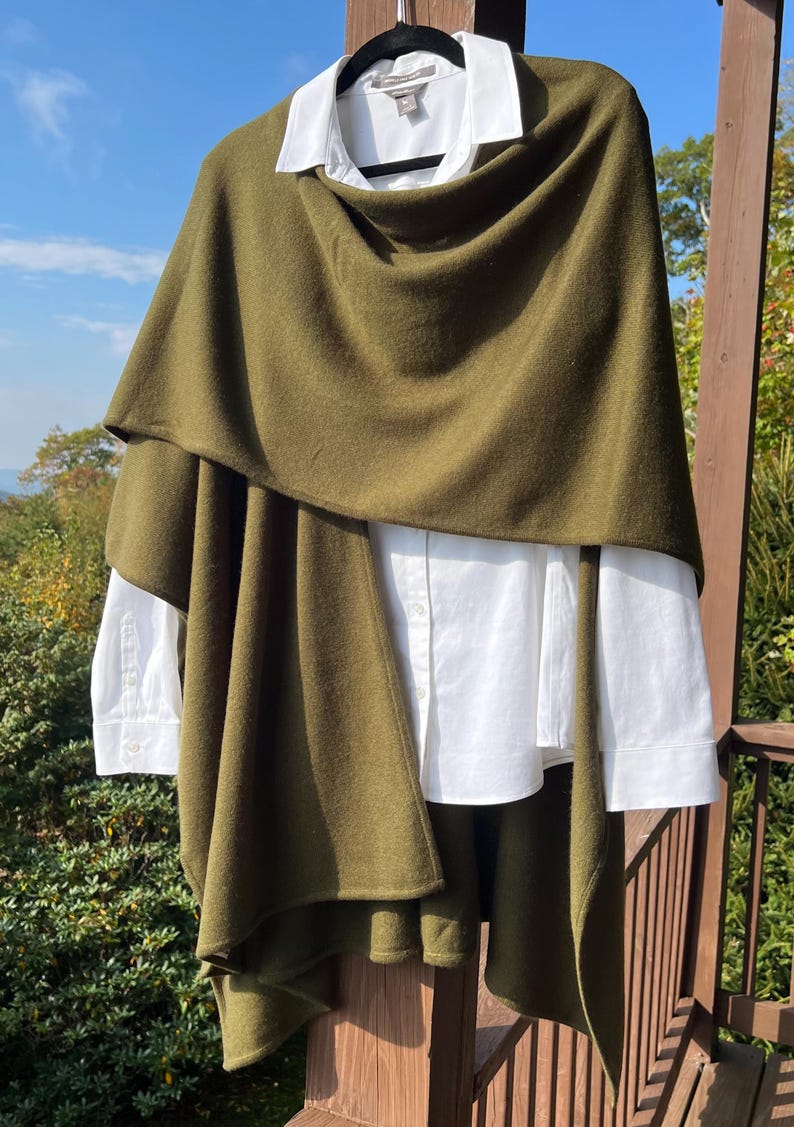 100% Cashmere Ruana Cape-olive - Etsy
