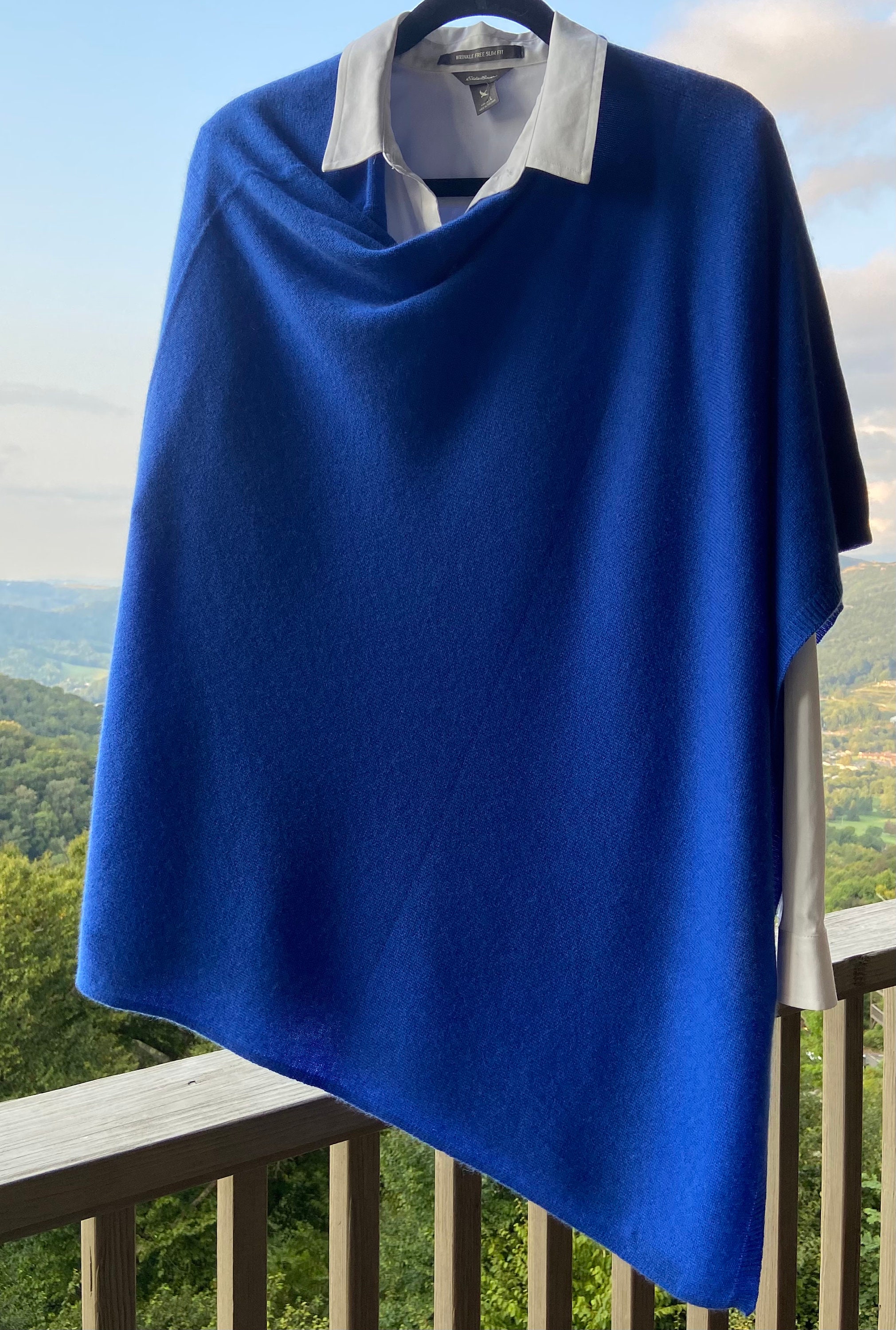 Cashmere Poncho-blue - Etsy