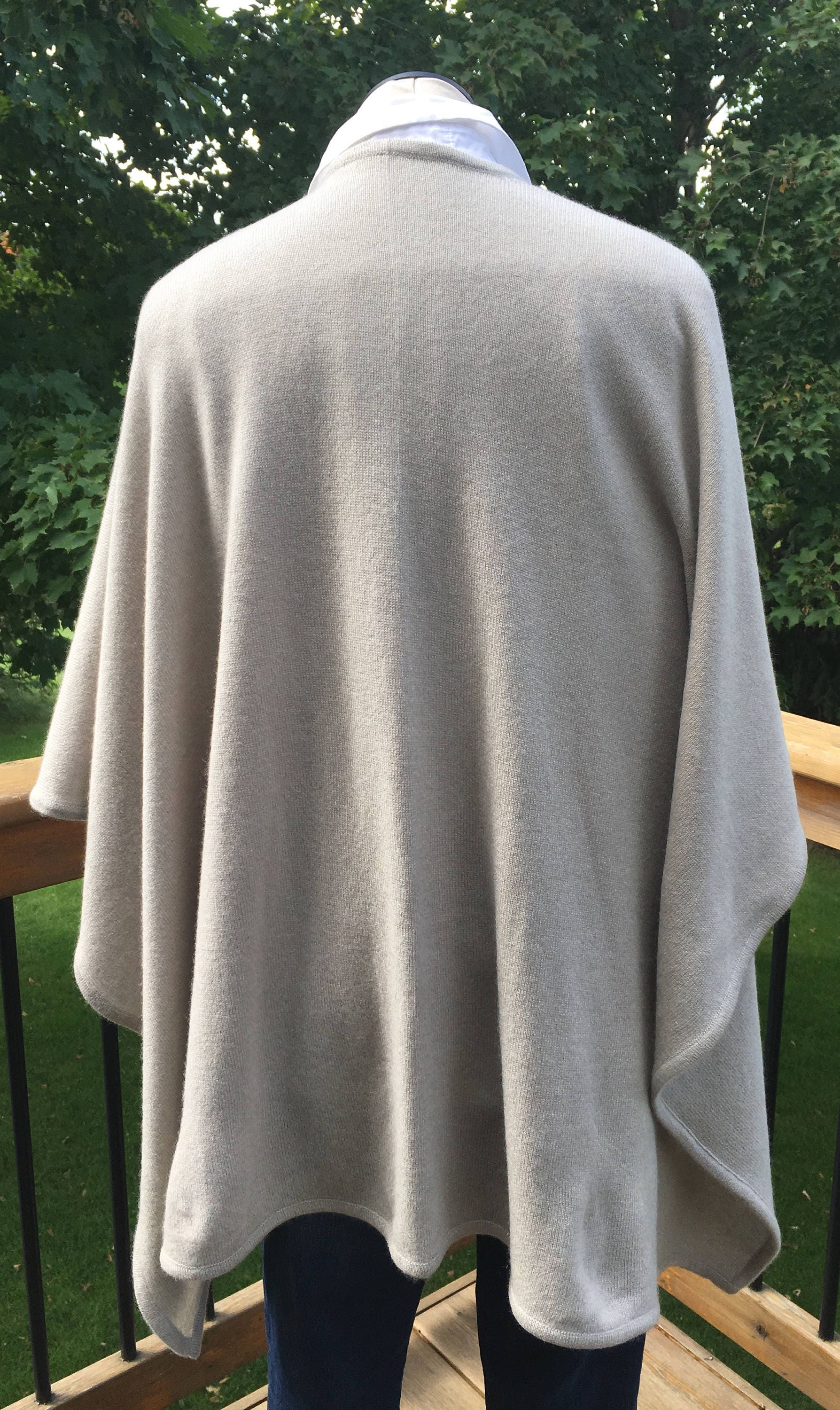 100% Cashmere Cape Ruana-silver Pewter - Etsy