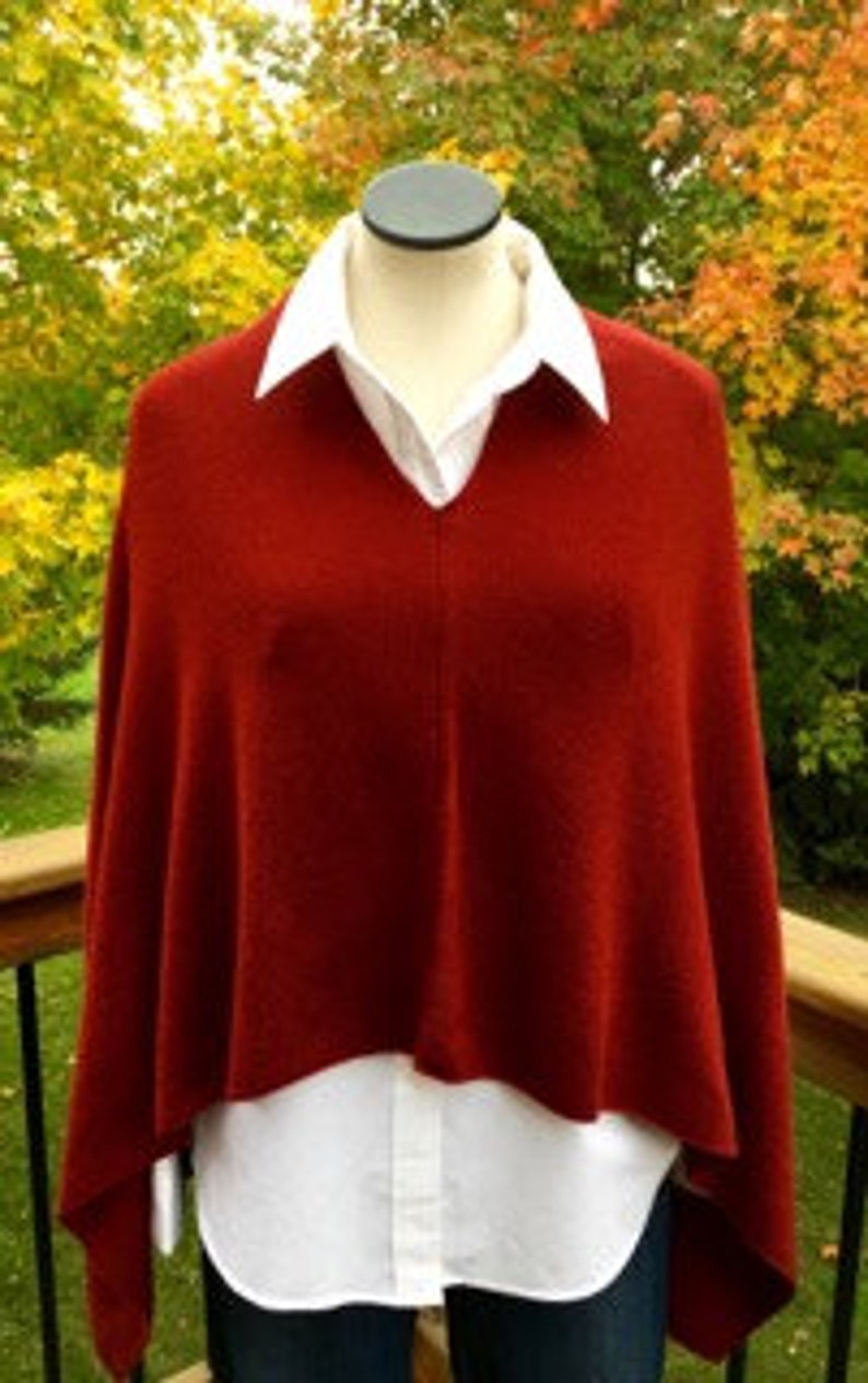 Cashmere Poncho-deep Rust - Etsy