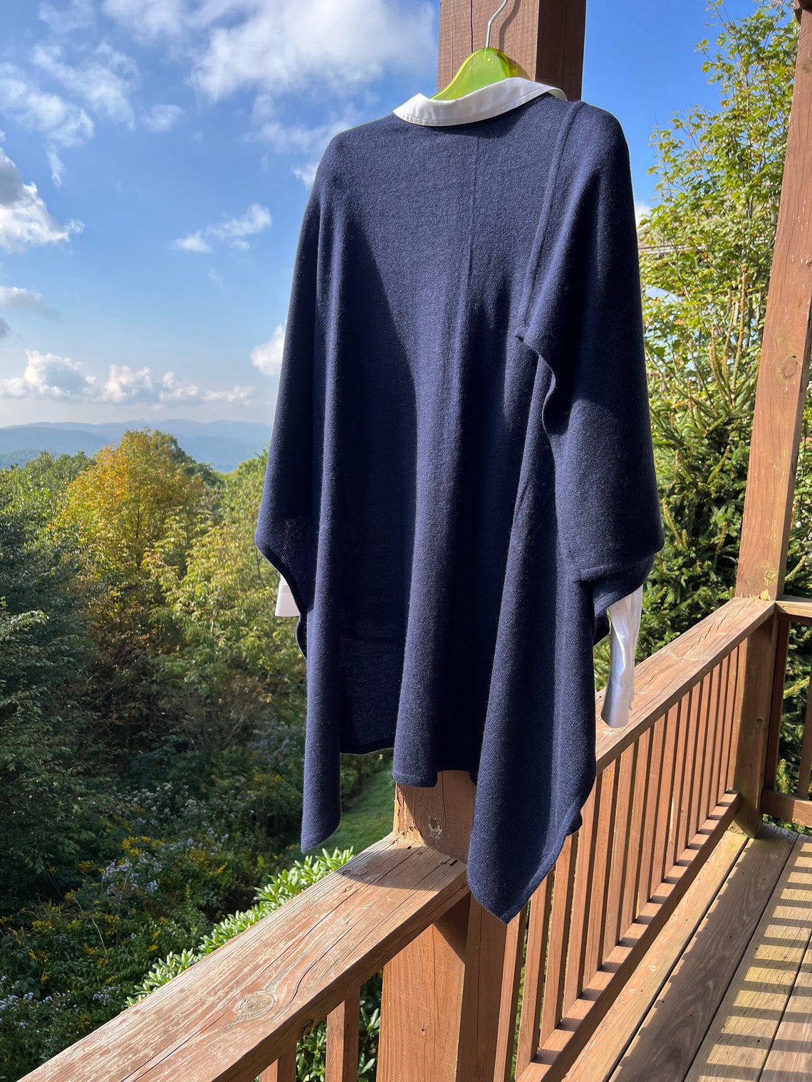 100% Cashmere Cape Ruana-navy - Etsy