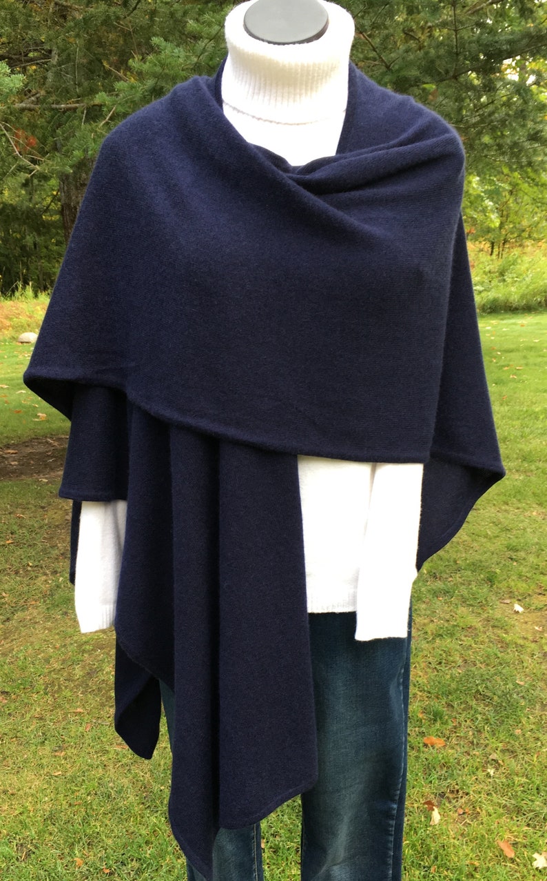 100% Cashmere Cape Ruana-navy - Etsy