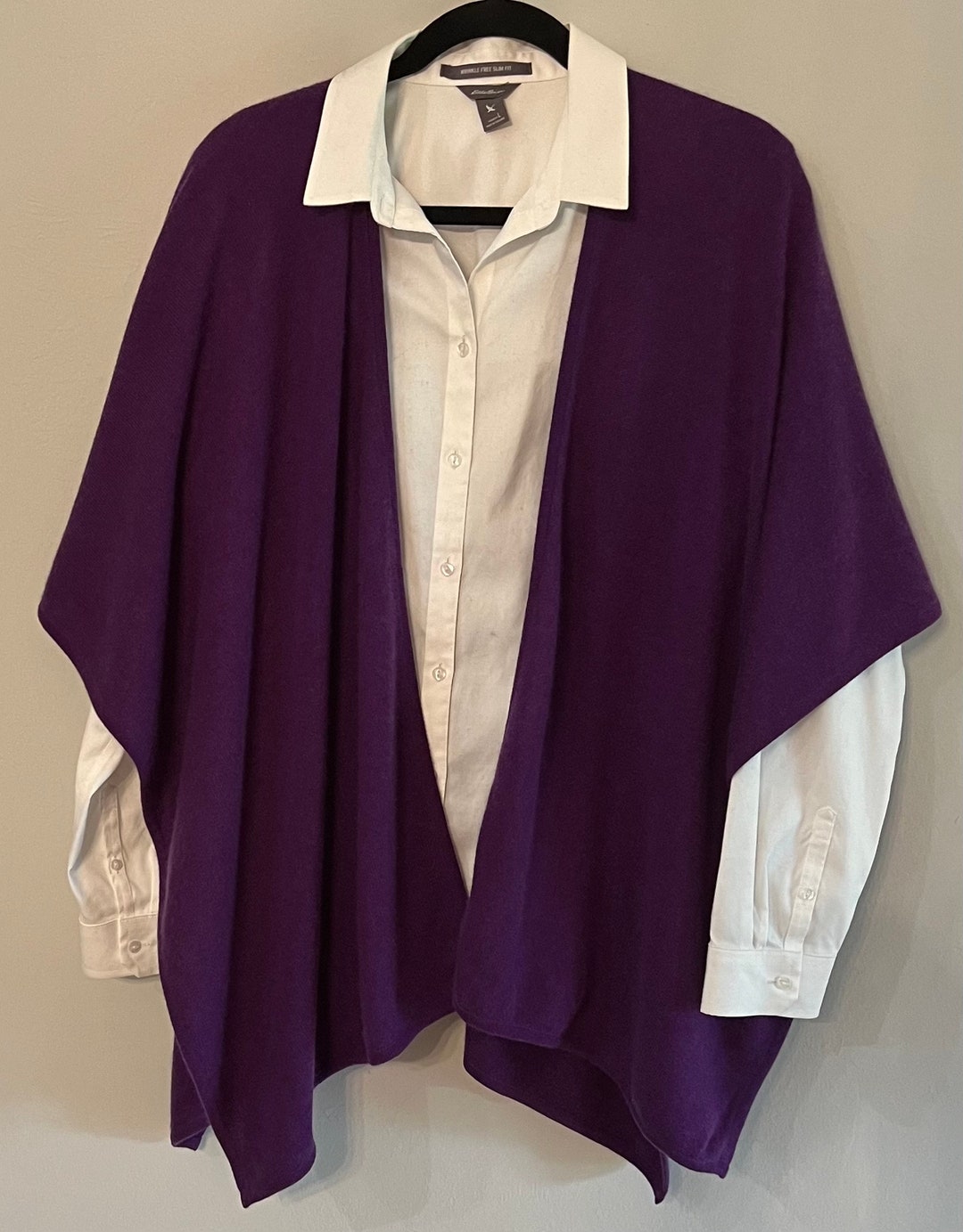 HIP LENGTH Cashmere Cape/ruana-purple - Etsy