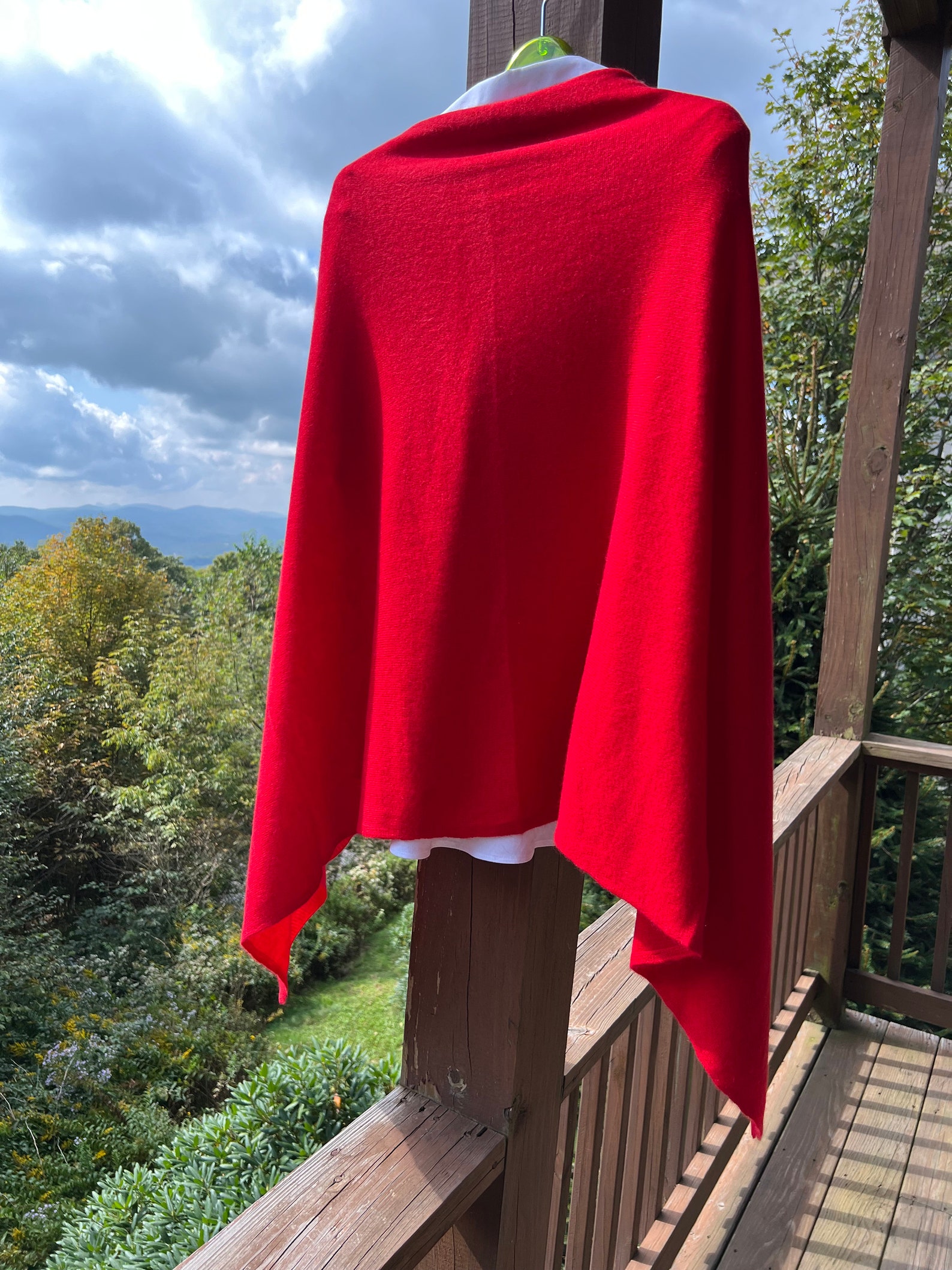 Cashmere Poncho-red - Etsy