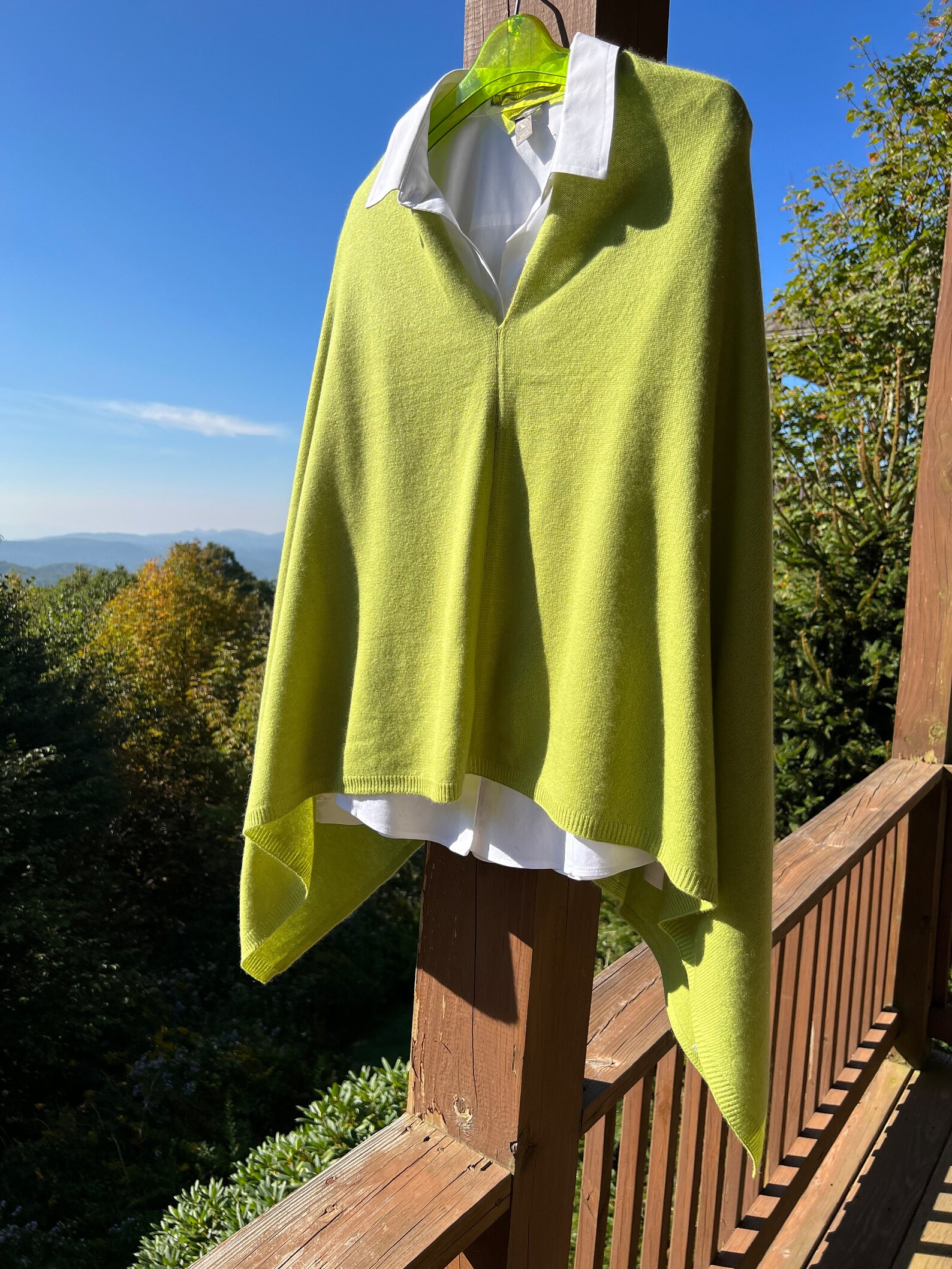 100% Cashmere Poncho Spring Green - Etsy