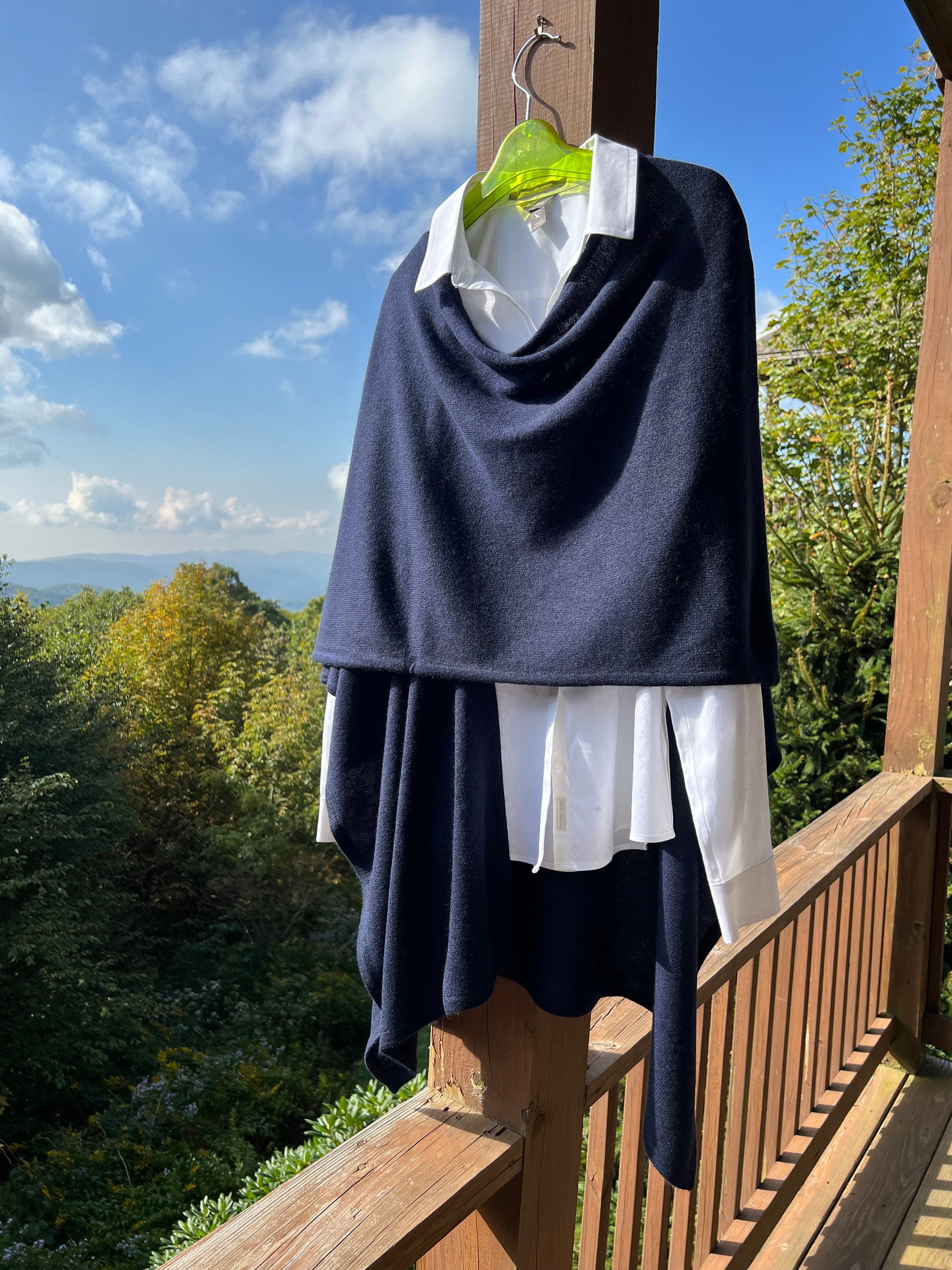 100% Cashmere Cape Ruana-navy - Etsy