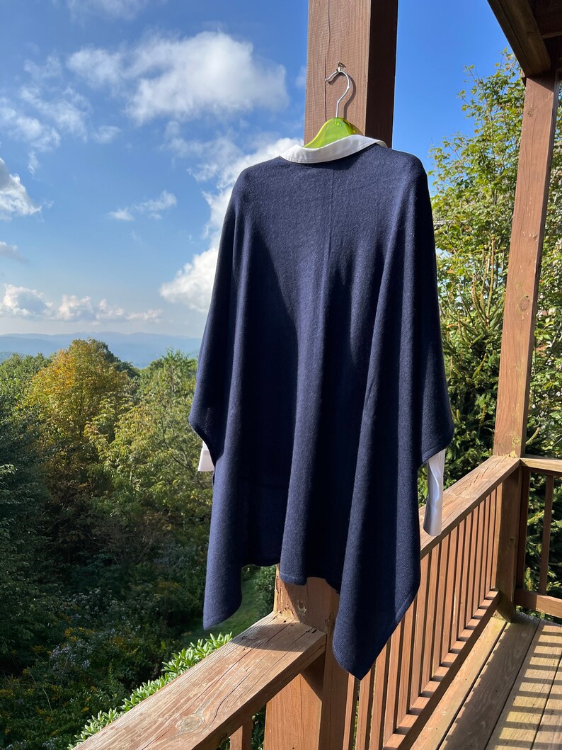 100% Cashmere Cape Ruana-navy - Etsy