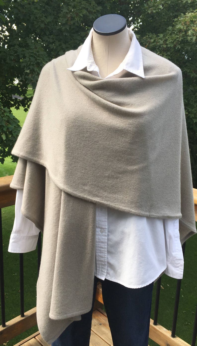 100% Cashmere Cape Ruana-silver Pewter - Etsy