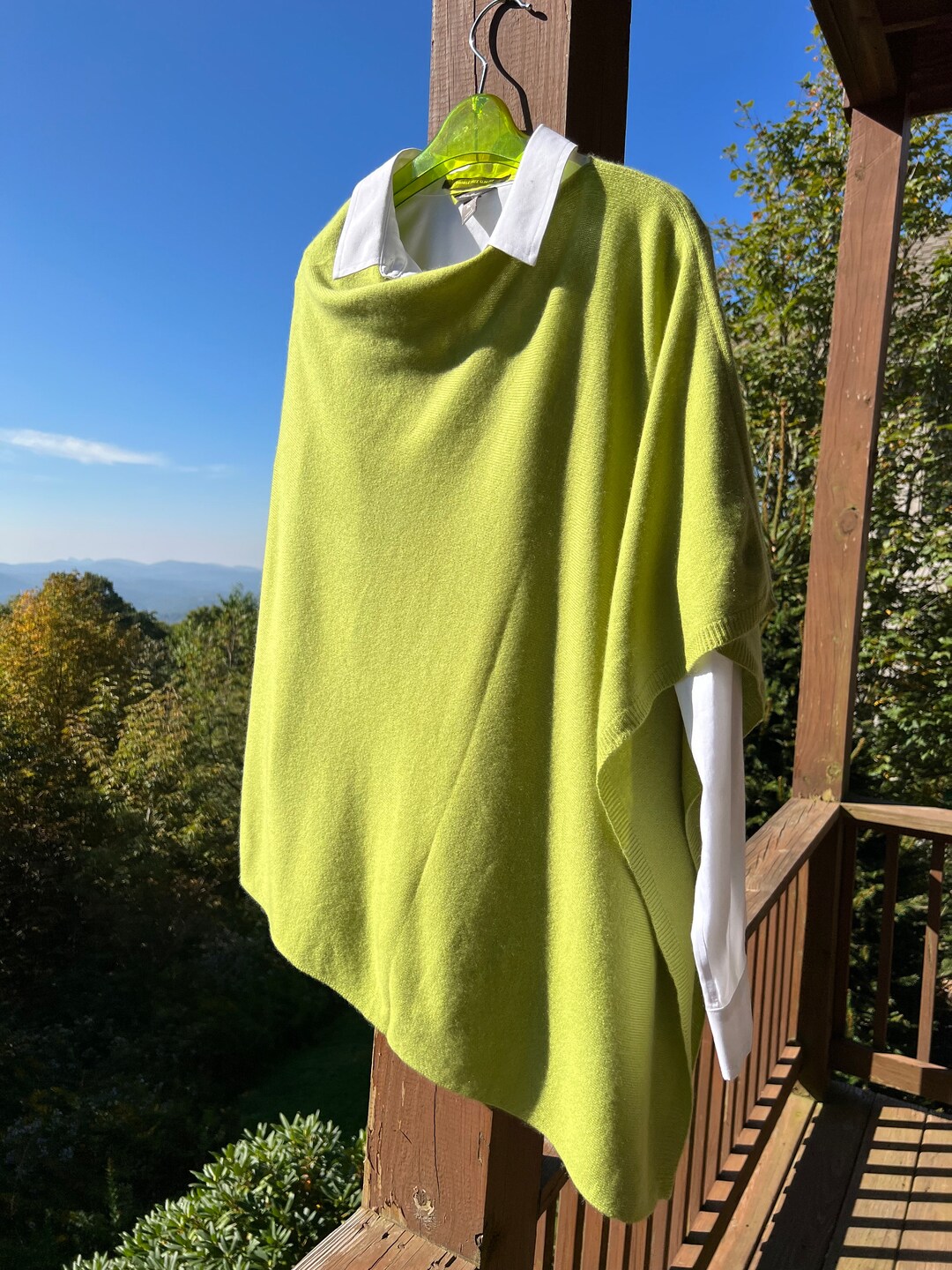 100% Cashmere Poncho Spring Green - Etsy