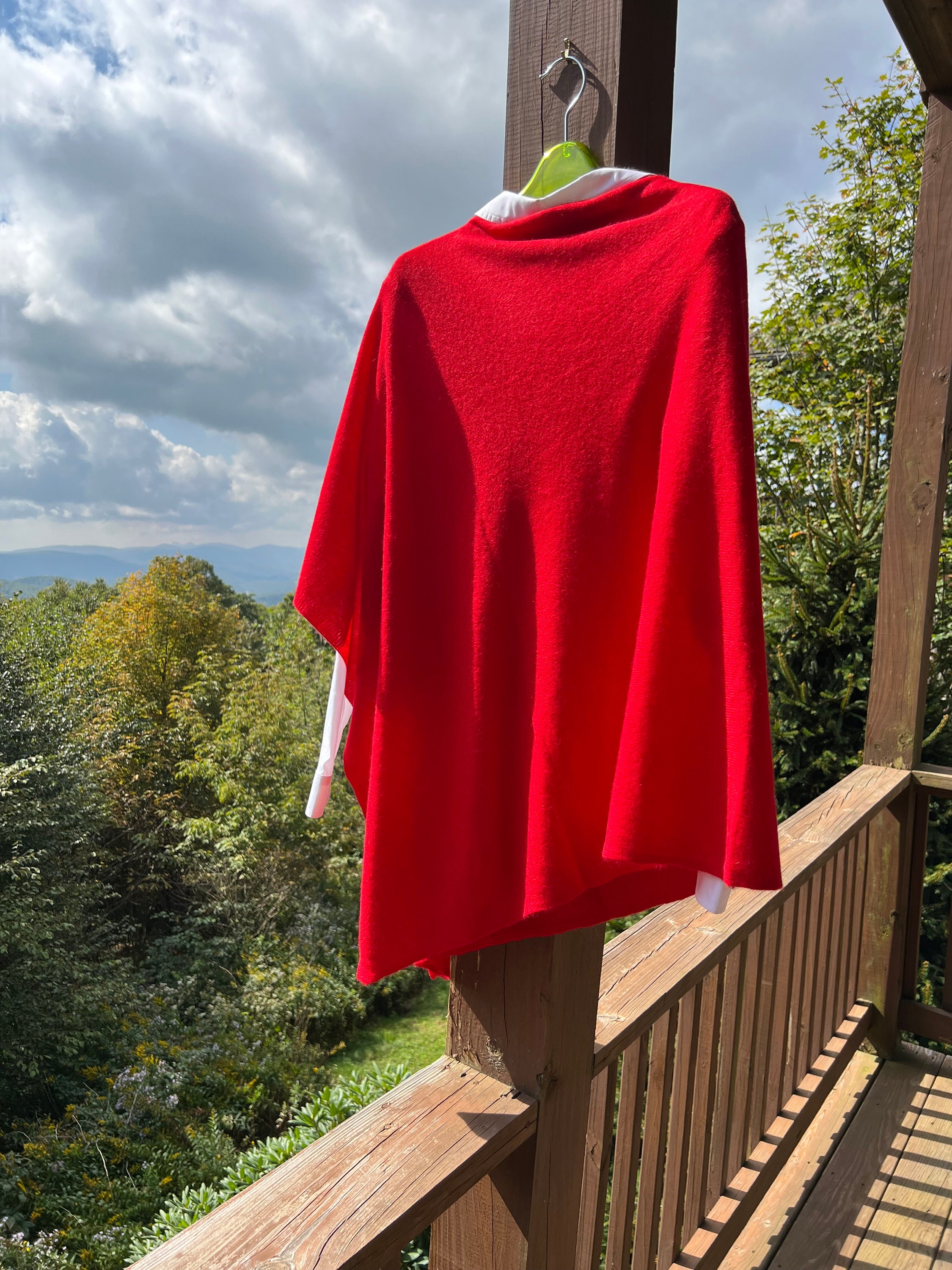 Cashmere Poncho-red - Etsy
