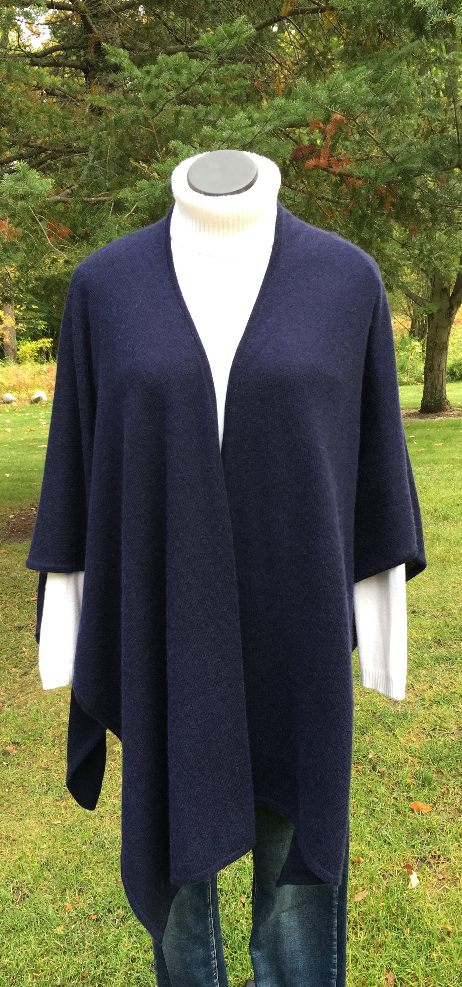 100% Cashmere Cape Ruana-navy - Etsy