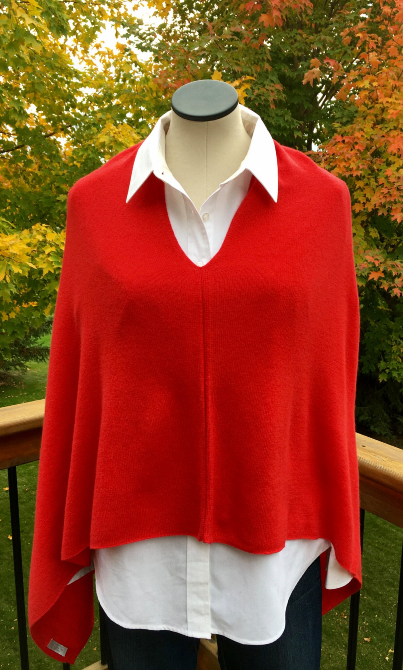 Cashmere Poncho-red - Etsy