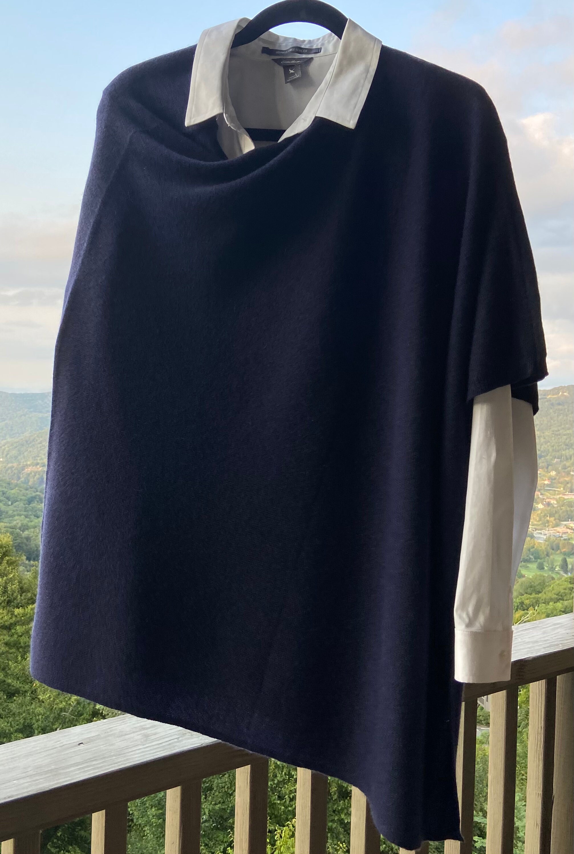 100% Cashmere Poncho-navy - Etsy